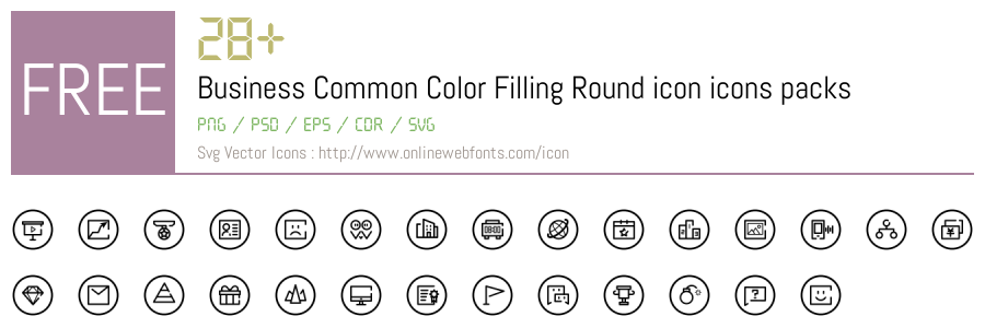 +28 Business Common Color Filling Round icon Svg Animations Packs Free ...