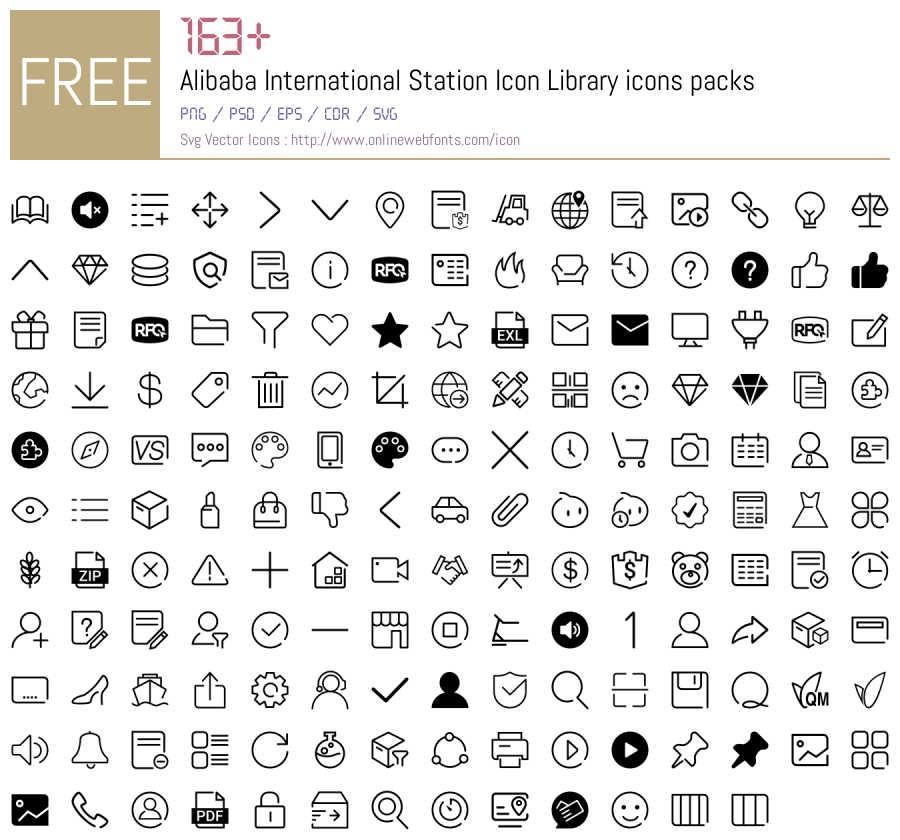 +163 Alibaba International Station Icon Library Svg Animations Packs ...