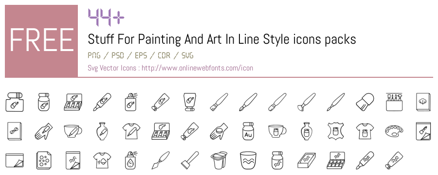 +44 Stuff For Painting And Art In Line Style Svg Animations Packs Free ...
