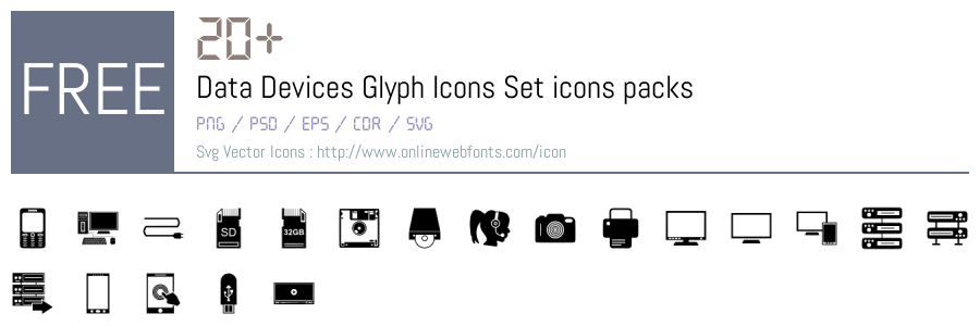 +20 Data Devices Glyph Icons Set Svg Animations Packs Free Downloads ...