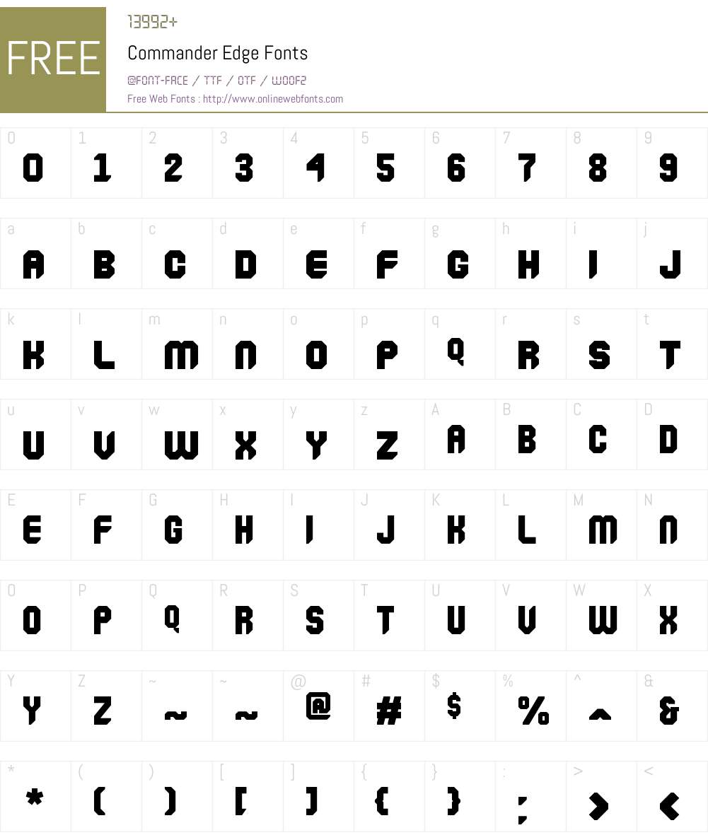 Commander Edge 1.00 May 4, 2016, initial release Fonts Free Download - OnlineWebFonts.COM