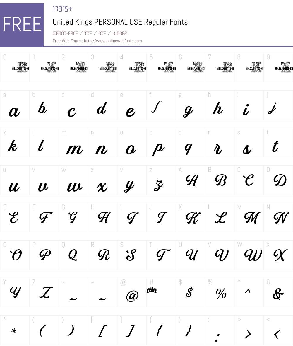 United Kings PERSONAL USE 1.000;Glyphs 3.2 (3182) Fonts Free Download ...