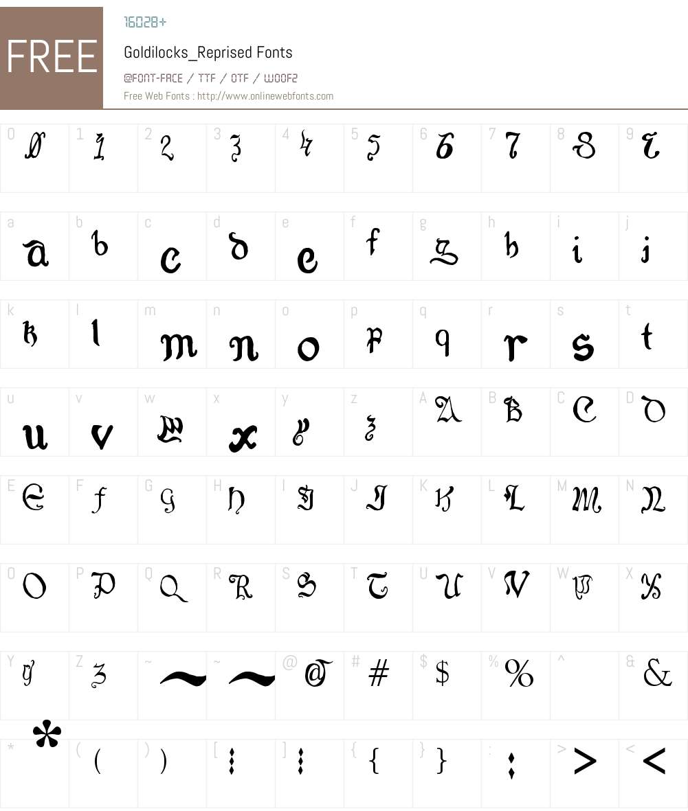 Goldilocks_Reprised 1.00 August 2, 2009, initial release Fonts Free ...