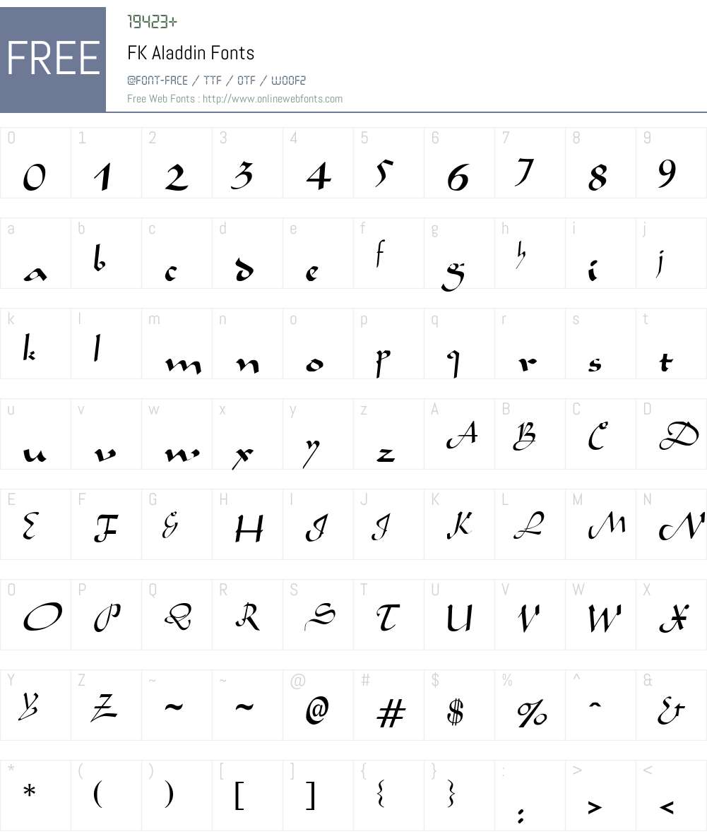 FK Aladdin 1.2; 2002 Fonts Free Download - OnlineWebFonts.COM