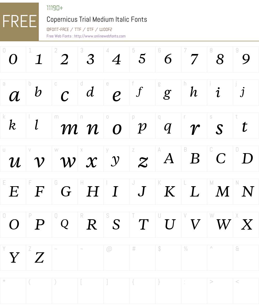 Copernicus Trial Medium 20.294 Fonts Free Download - OnlineWebFonts.COM