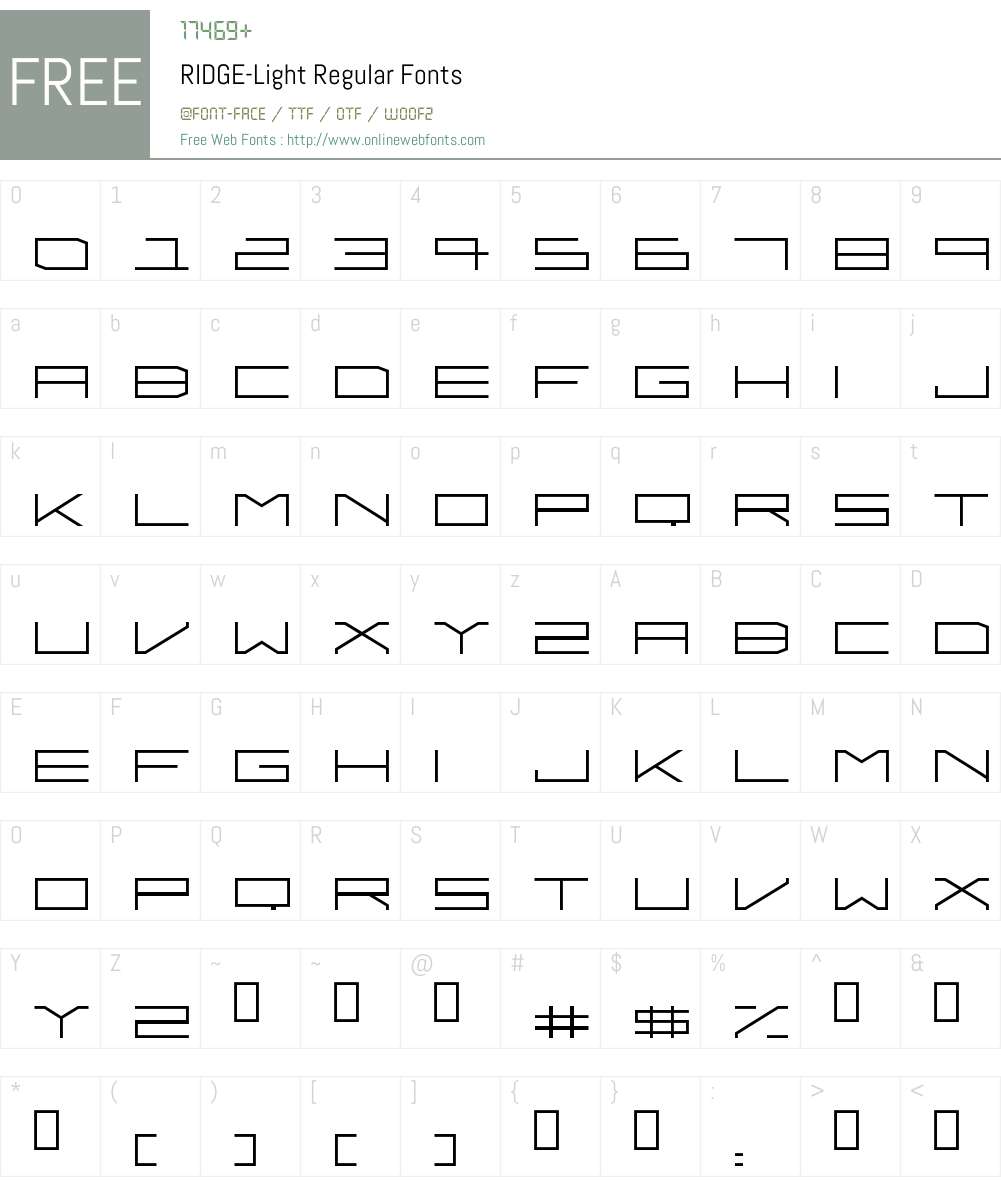 RIDGE-Light 0.001 Fonts Free Download - OnlineWebFonts.COM