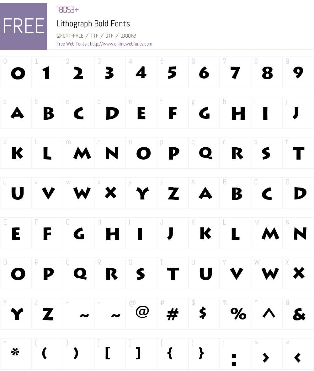 Lithograph Bold V2 V1 1.0 Mon Jul 24 14:50:10 1995 Fonts Free Download ...