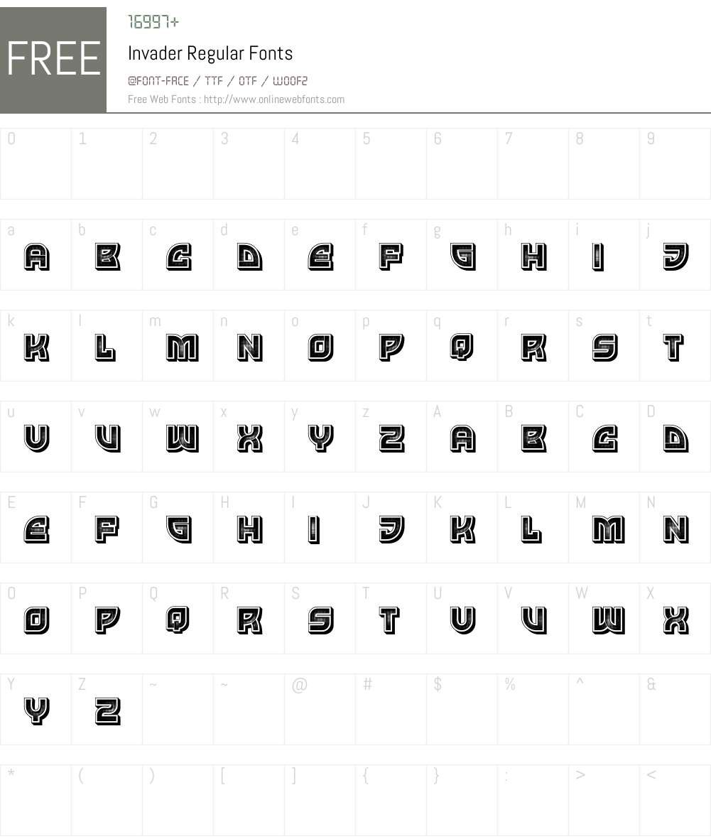Invader Regular 1.000 Fonts Free Download - OnlineWebFonts.COM