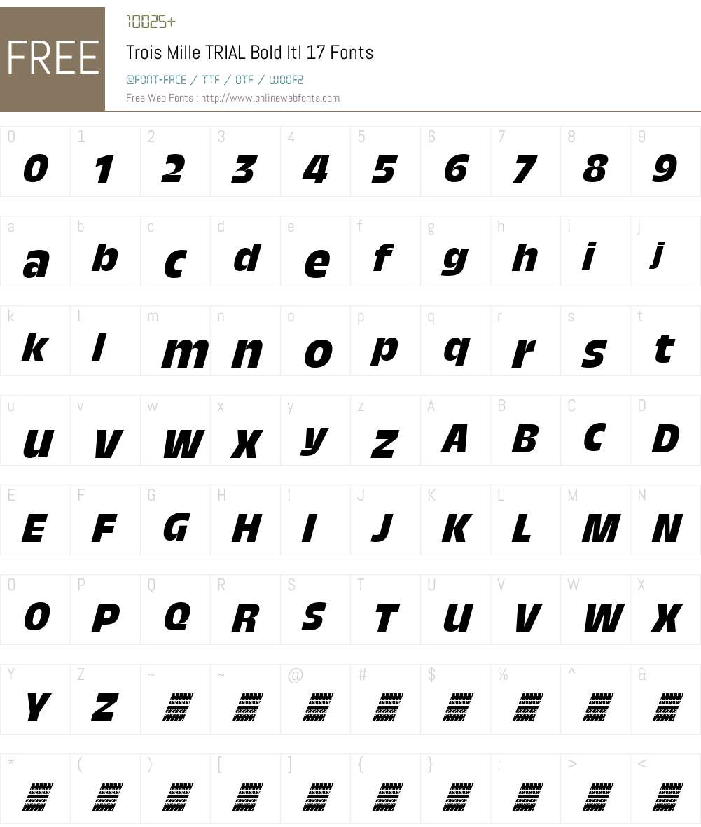 Trois Mille TRIAL Bold Itl 17 1.000;hotconv 1.0.109;makeotfexe 2.5. ...