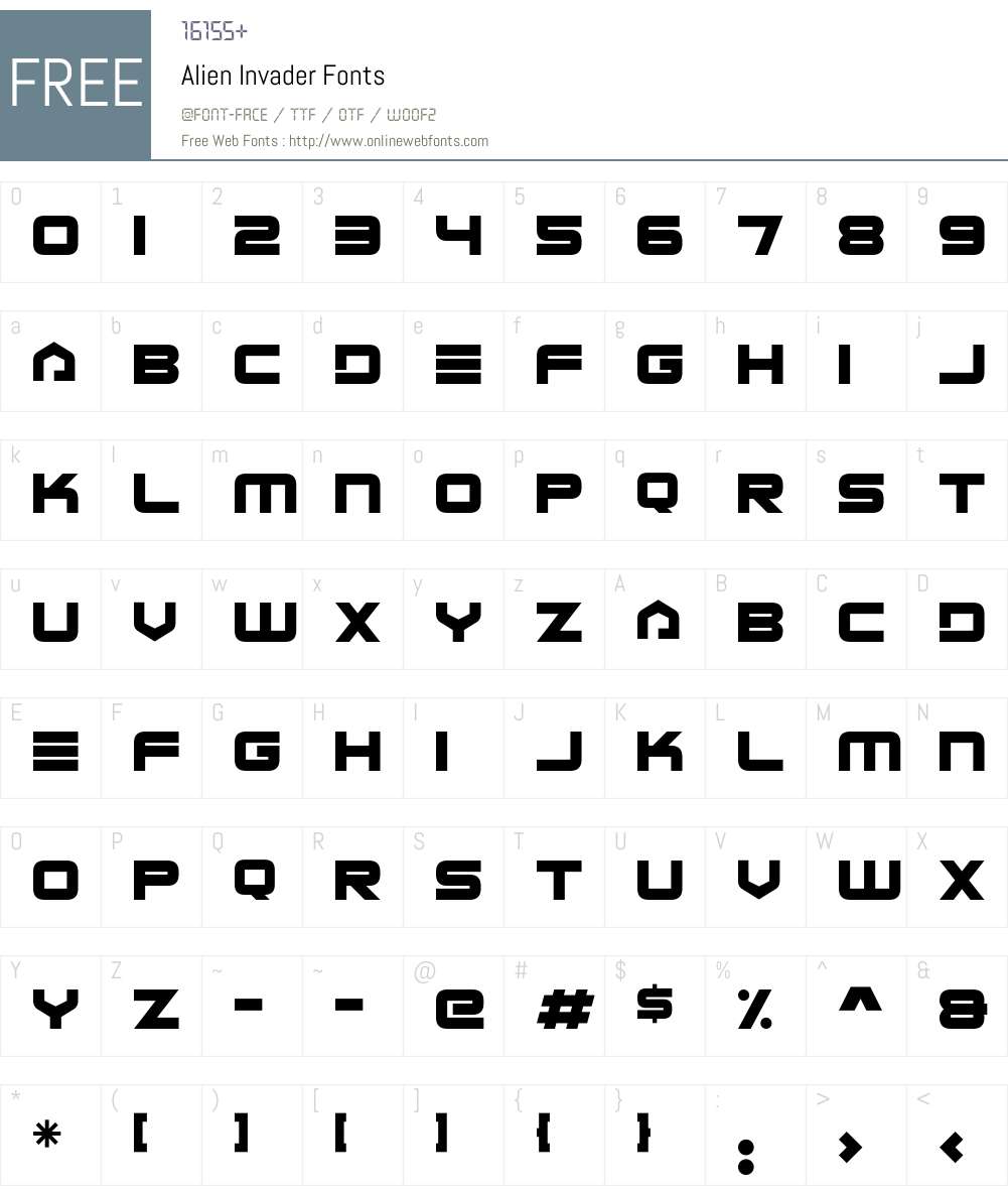 Alien Invader 1.00;April 18, 2023;FontCreator 12.0.0.2567 64-bit Fonts ...