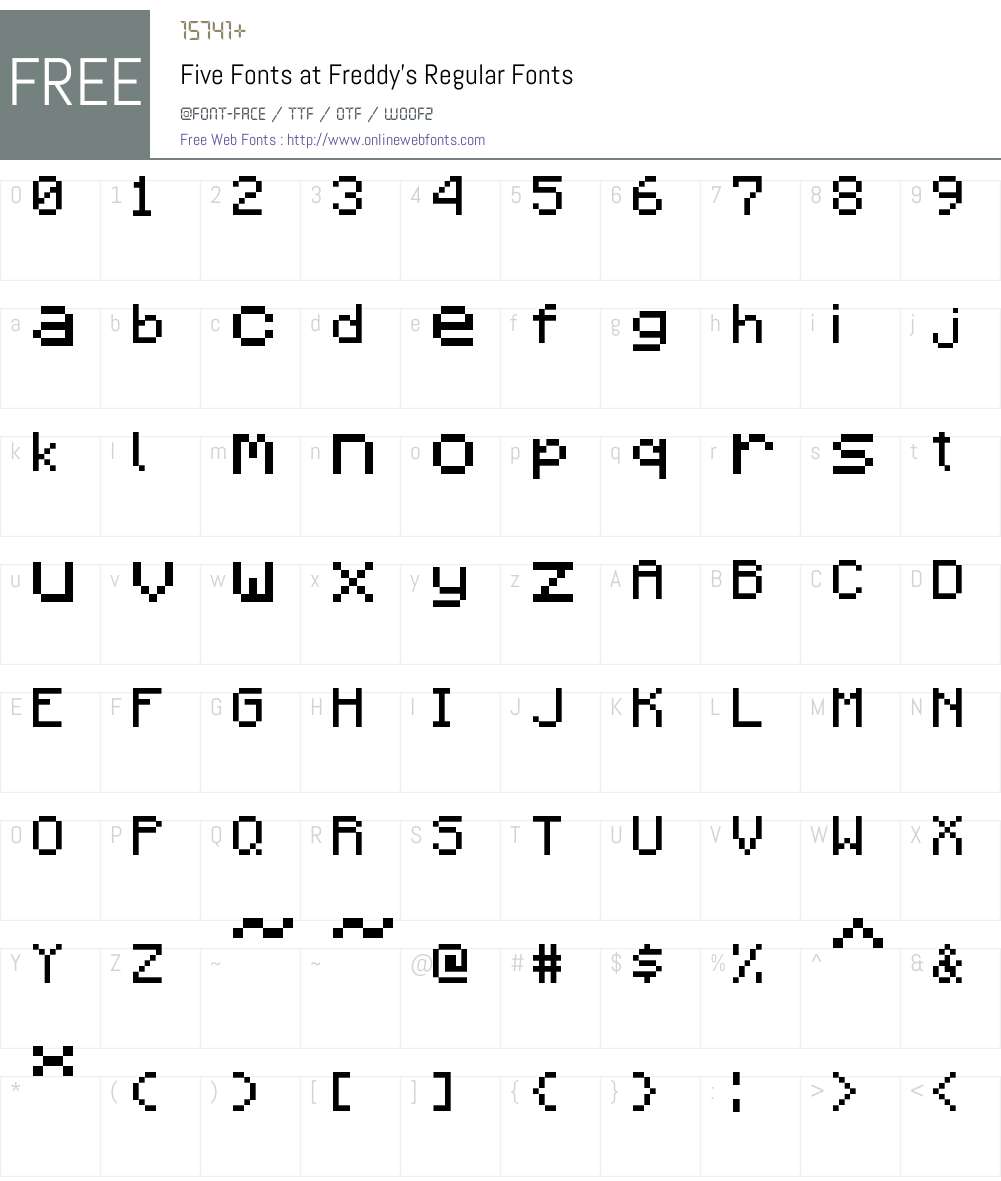 Five Fonts at Freddy's Regular Fonts Free Download - OnlineWebFonts.COM
