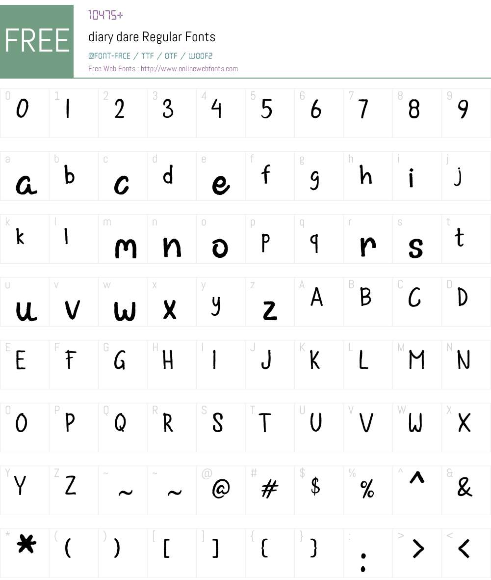 diary dare Regular 1.000 Fonts Free Download - OnlineWebFonts.COM