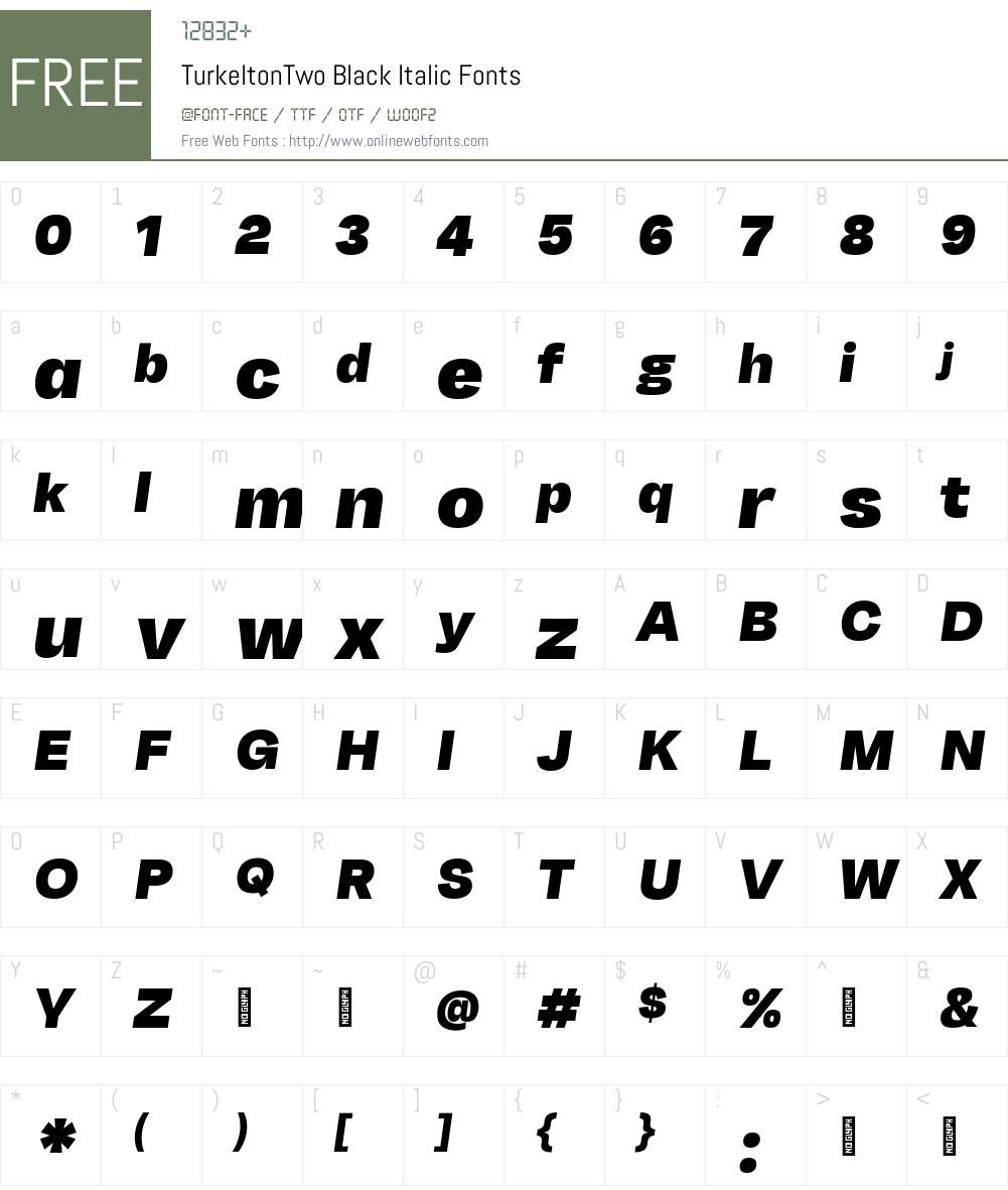 TurkeltonTwo Black Italic 1.004 Fonts Free Download - OnlineWebFonts.COM