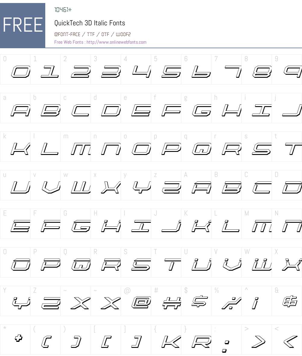 QuickTech 3D Italic 3.0; 2019 Fonts Free Download - OnlineWebFonts.COM