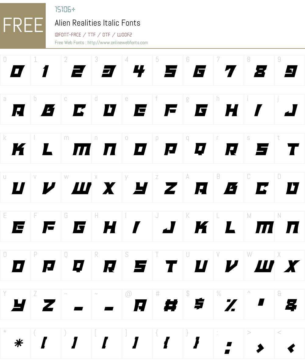 Alien Realities Italic 1.00;June 18, 2020;FontCreator 12.0.0.2567 64 ...