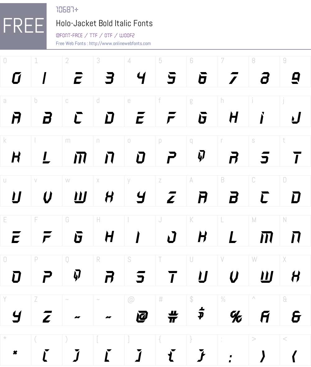Holo-Jacket Bold Italic 1.0; 2015 Fonts Free Download - OnlineWebFonts.COM