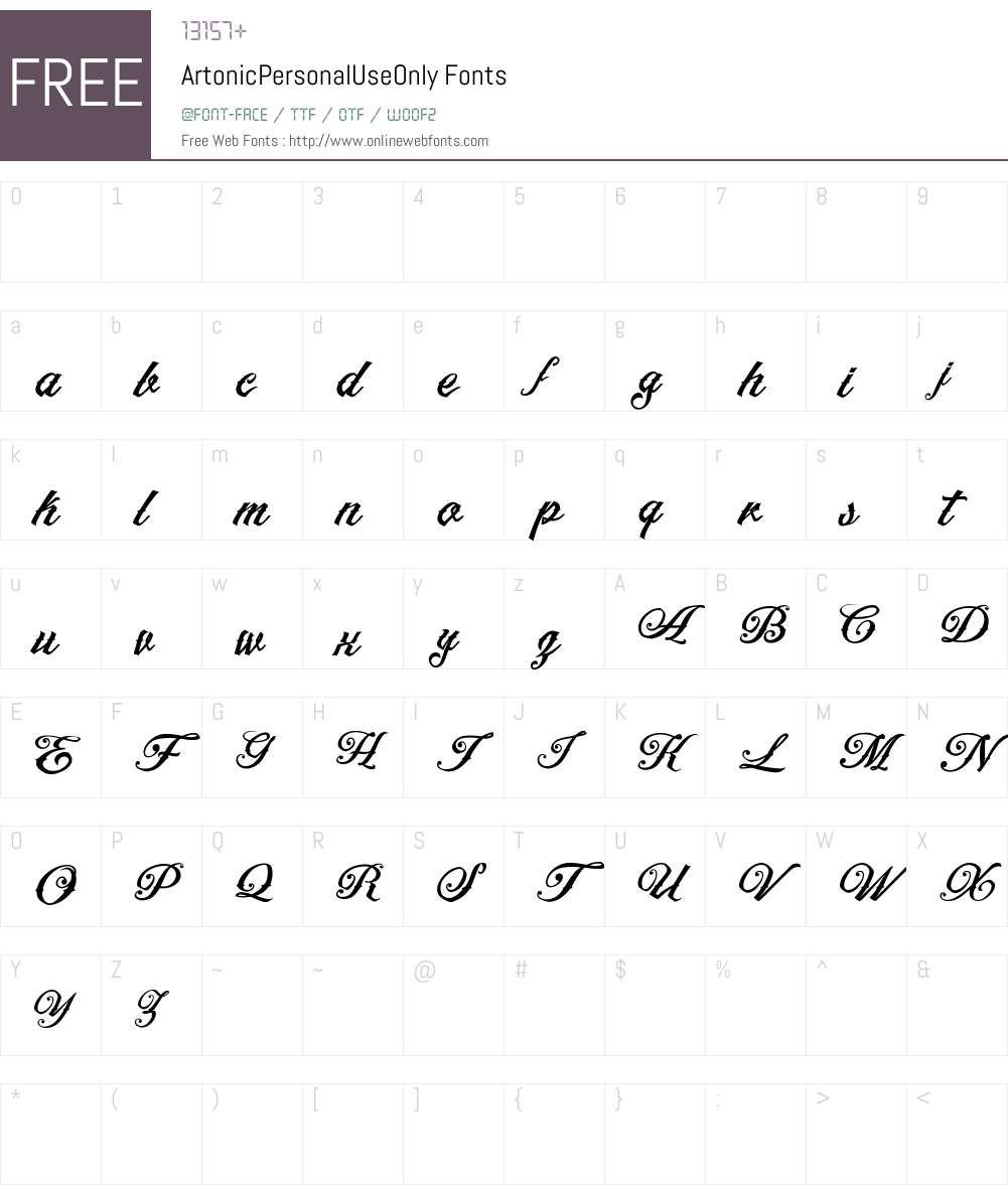 Artonic Personal Use Only 1.000 Fonts Free Download - OnlineWebFonts.COM