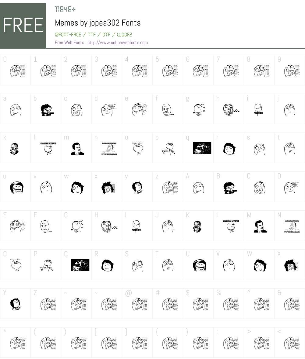 Memes by jopea302 1.00 June 9, 2011, initial release Fonts Free ...