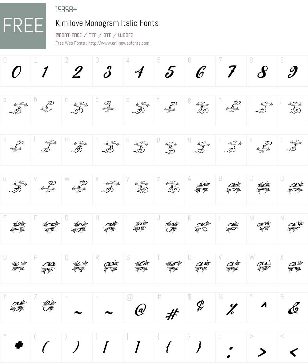 Kimilove Monogram Italic 1.00;May 15, 2020;FontCreator 11.5.0.2430 64 ...