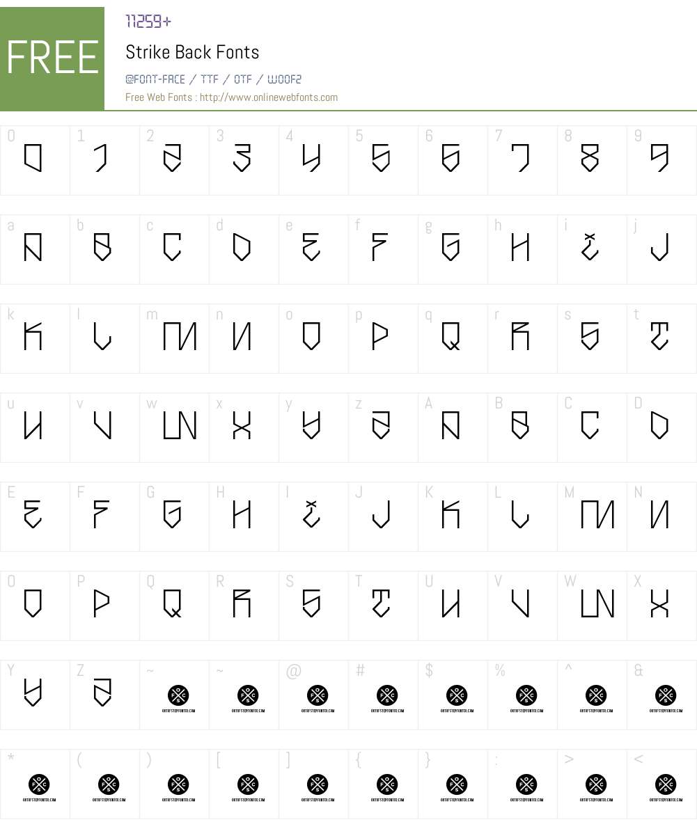 Strike Back 1.00 September 30, 2018, initial release Fonts Free ...