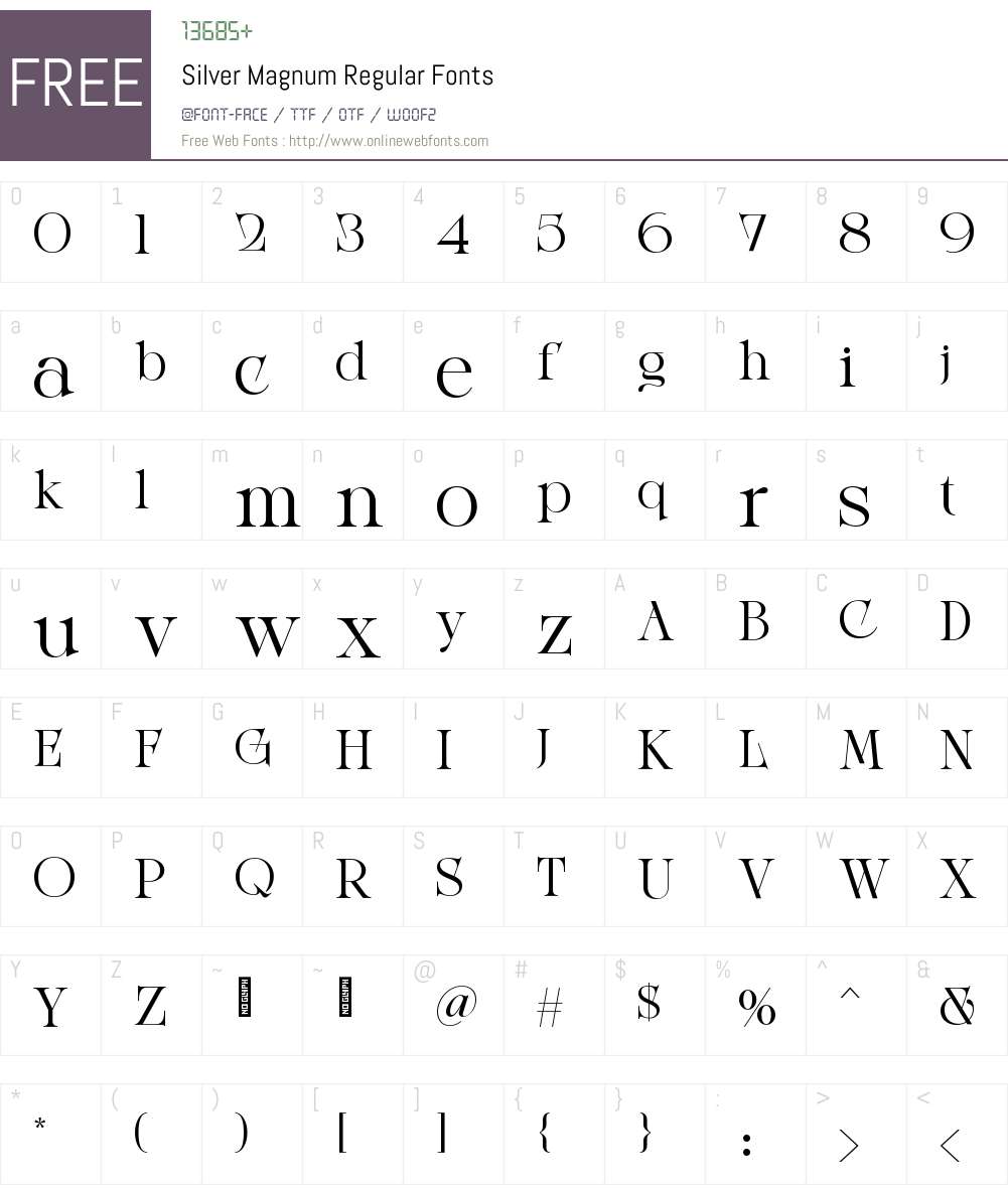 Silver Magnum 1.000;Glyphs 3.2.3 (3260) Fonts Free Download ...