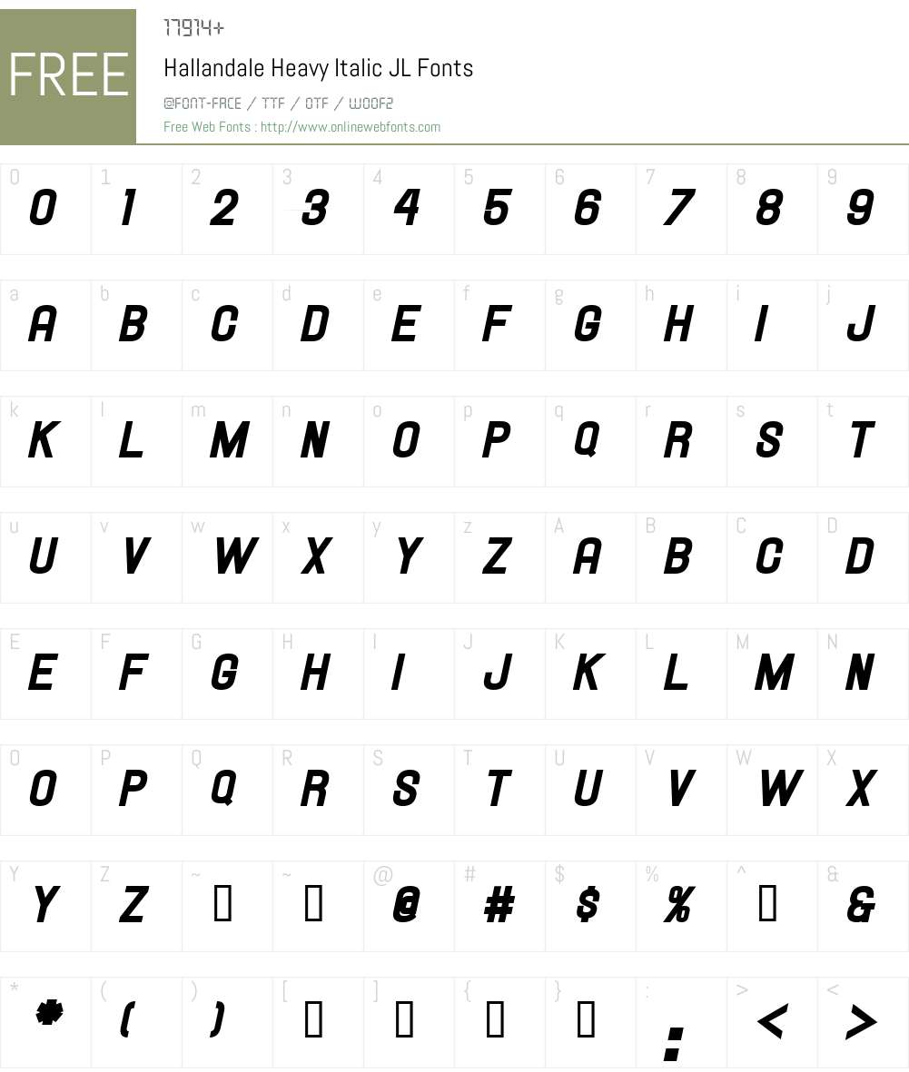 Hallandale Heavy Italic JL 1.0 Fonts Free Download - OnlineWebFonts.COM