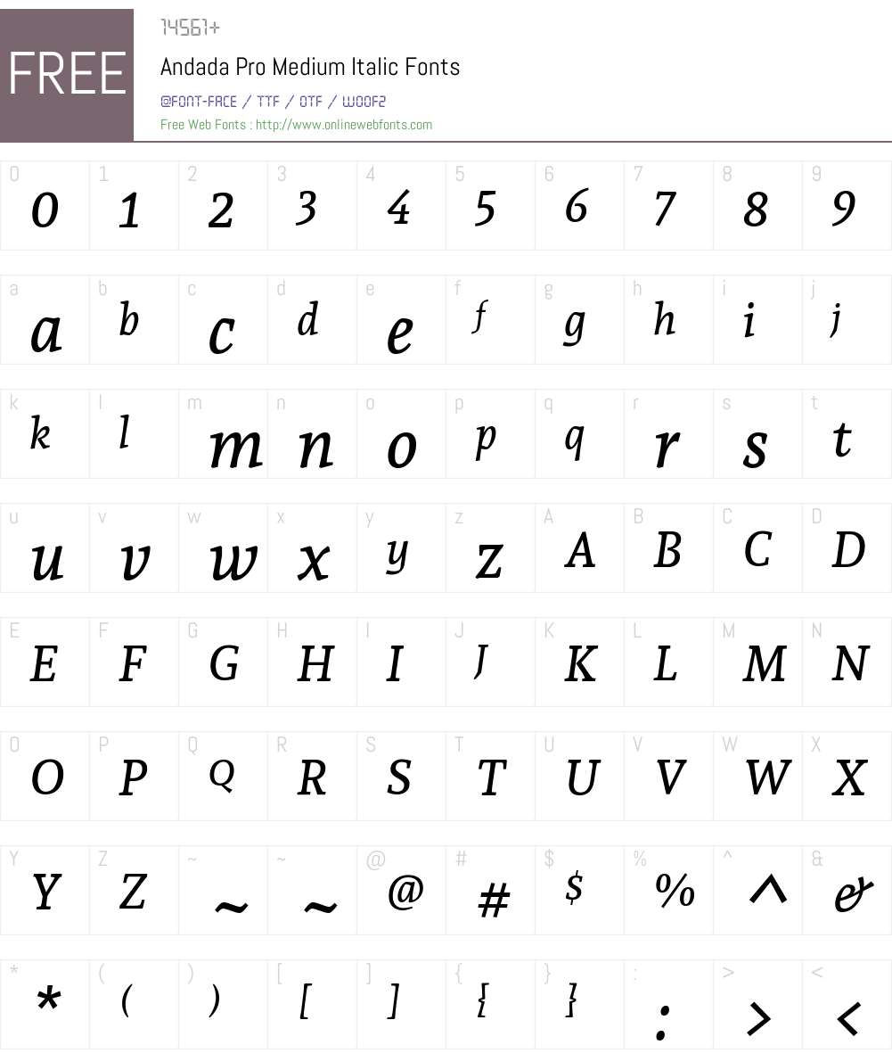Andada Pro Medium 3.003; ttfautohint (v1.8.3) Fonts Free Download ...