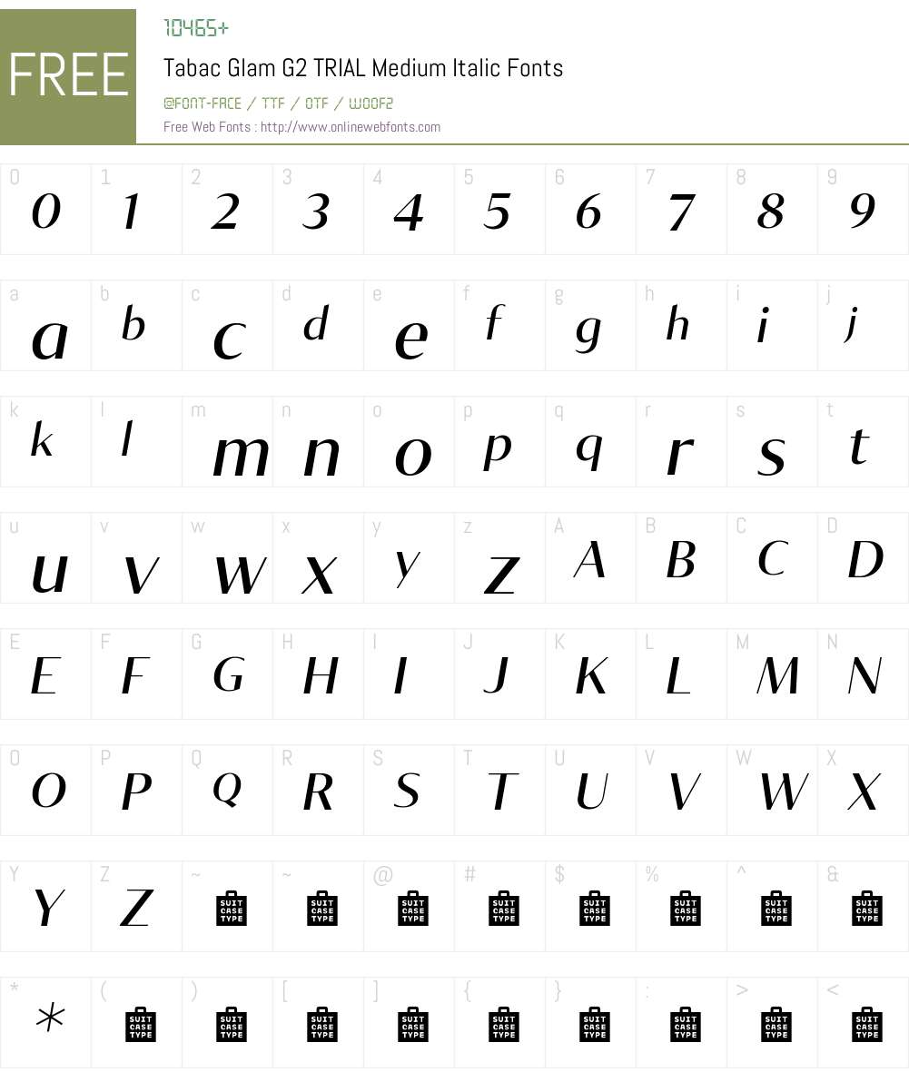Tabac Glam G2 TRIAL Medium 1.001;Glyphs 3.1.2 (3151) Fonts Free ...