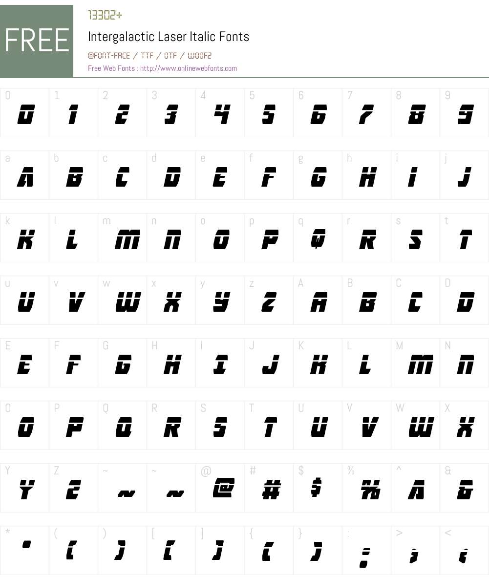 Intergalactic Laser Italic 1.0; 2016 Fonts Free Download - OnlineWebFonts.COM