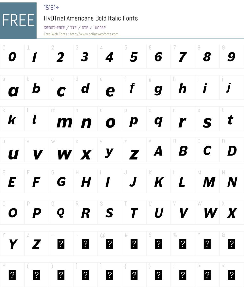 HvDTrial Americane Bold Italic 3.333 Fonts Free Download ...