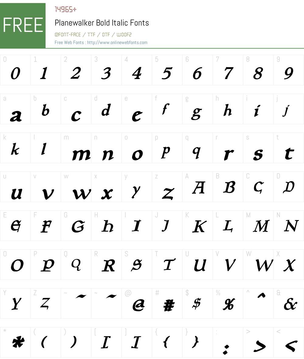 Planewalker Bold Italic 2.00 August 22, 2014 Fonts Free Download ...