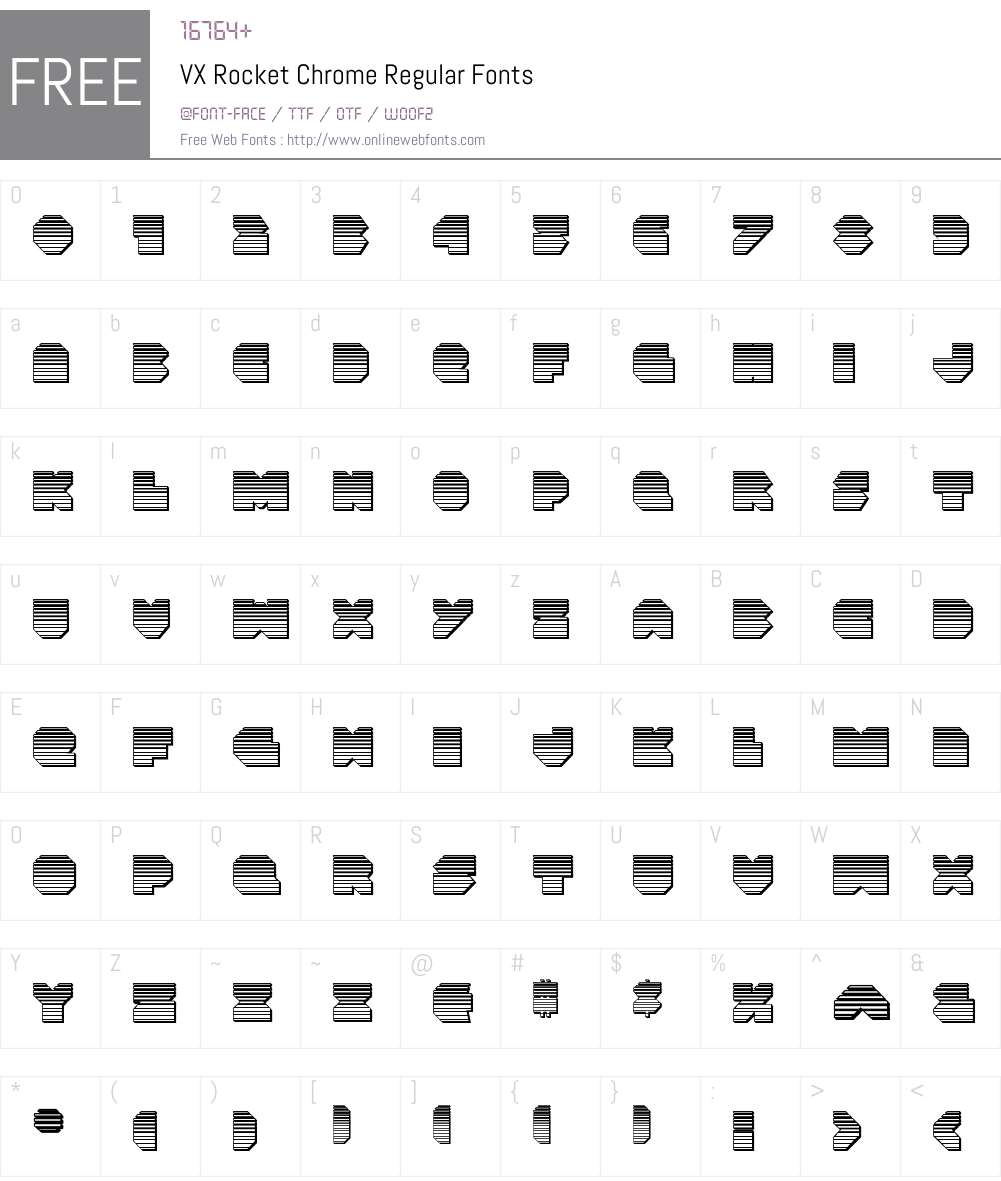 VX Rocket Chrome Regular 1.1; 2014 Fonts Free Download - OnlineWebFonts.COM
