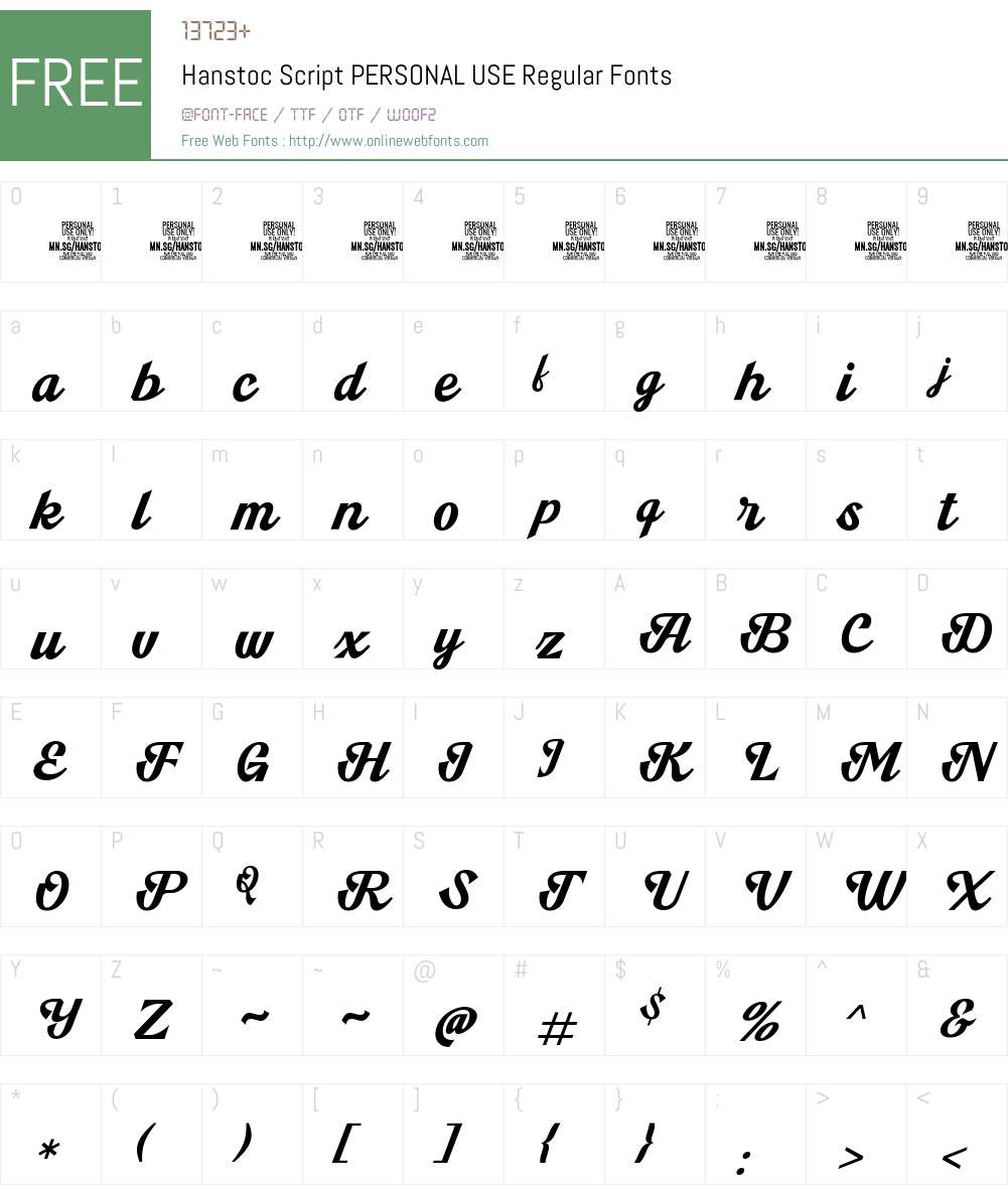 Hanstoc Script PERSONAL USE 1.000;Glyphs 3.1.2 (3149) Fonts Free Download - OnlineWebFonts.COM
