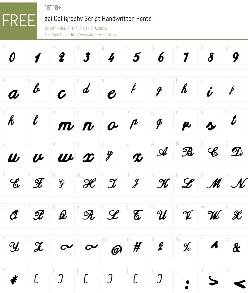 zai Calligraphy Script Handwritten 1.10 April 23, 2017 Fonts Free ...