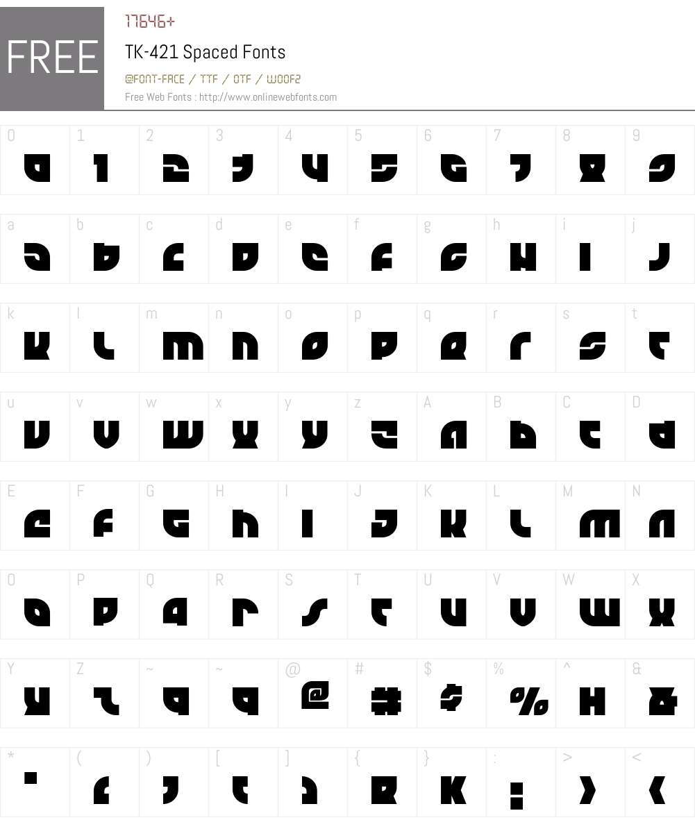 TK-421 Spaced 1.0; 2023 Fonts Free Download - OnlineWebFonts.COM