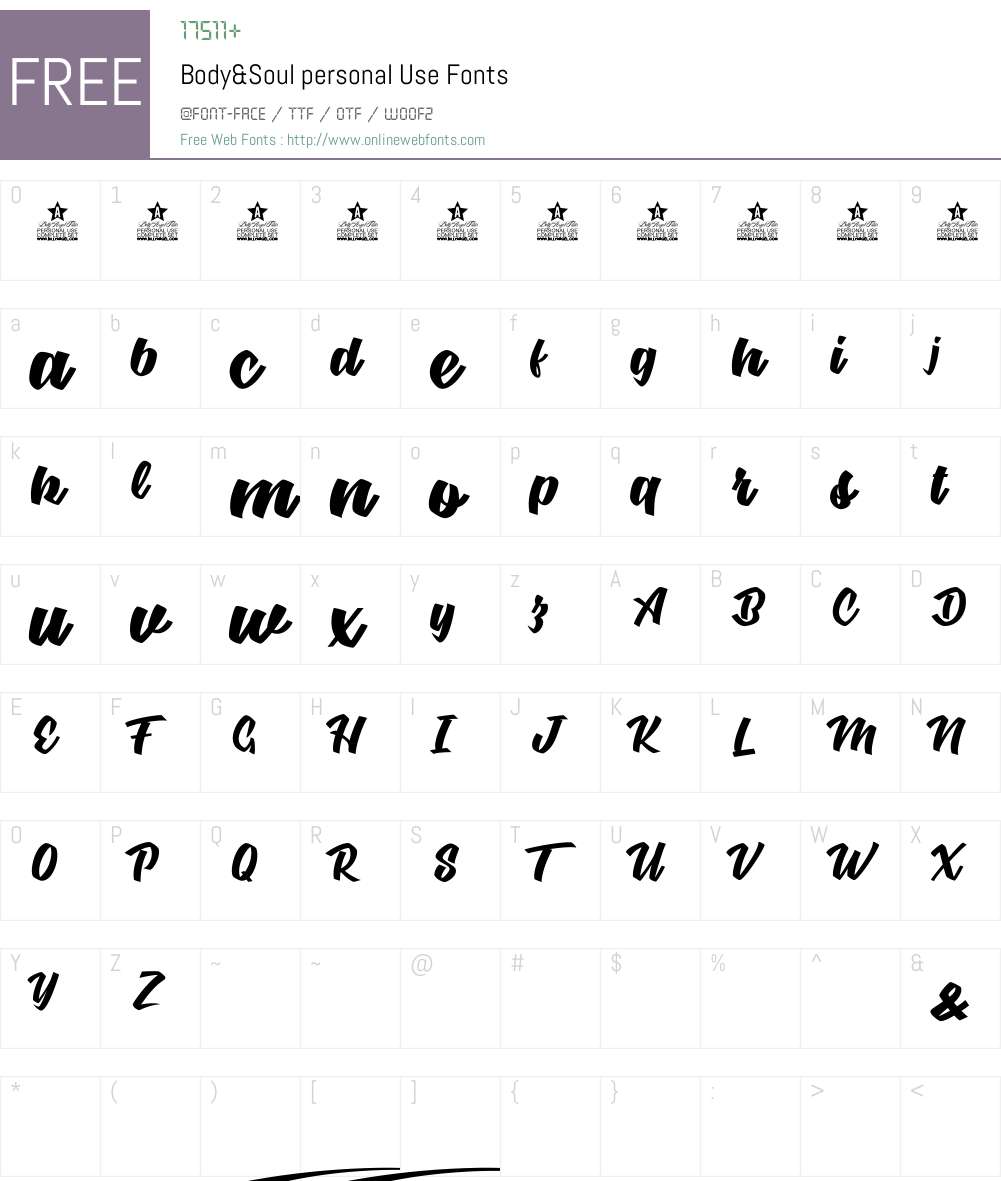 Body&Soul personal Use 1.000 Fonts Free Download - OnlineWebFonts.COM