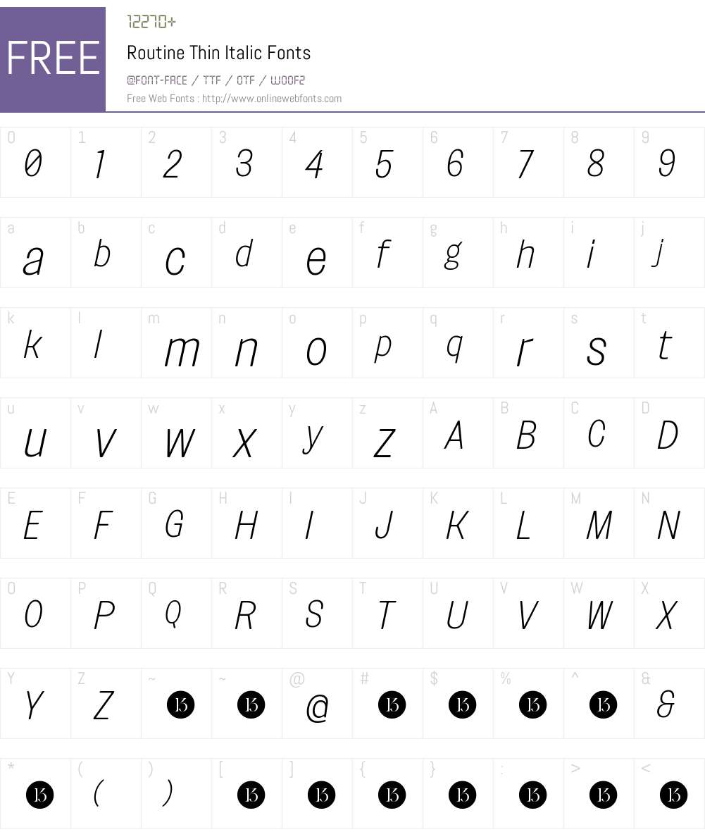 Routine Thin 1.000;Glyphs 3.2 (3219) Fonts Free Download ...