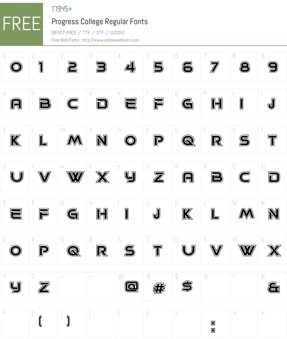 Progress College 1.000 Fonts Free Download - OnlineWebFonts.COM