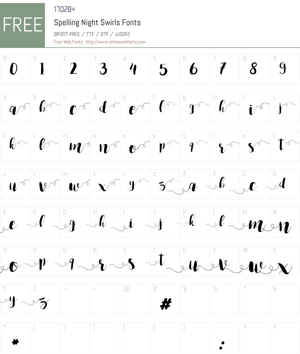 Spelling Night Swirls 1.001;PS 001.001;hotconv 1.0.70;makeotf.lib2.5. ...