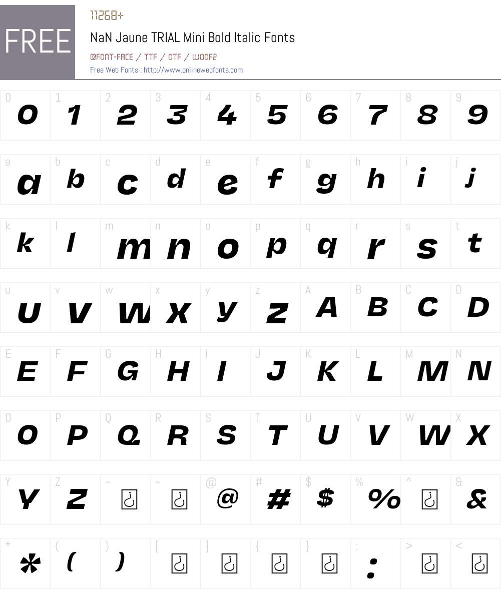NaN Jaune TRIAL Mini Bold It 1.002 Fonts Free Download - OnlineWebFonts.COM