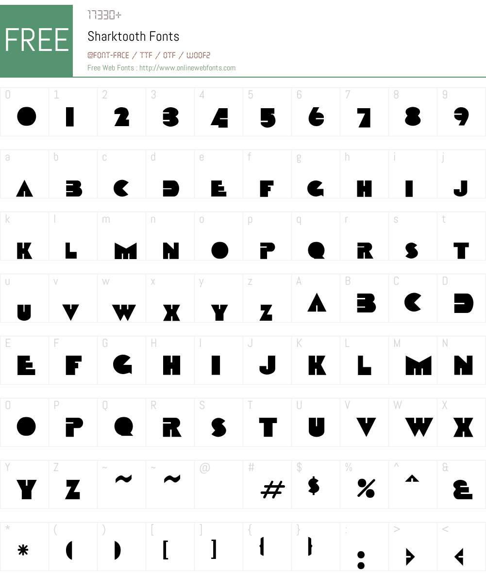 Sharktooth Converted from F:TTFSHARK___.TF1 by ALLTYPE Fonts Free ...
