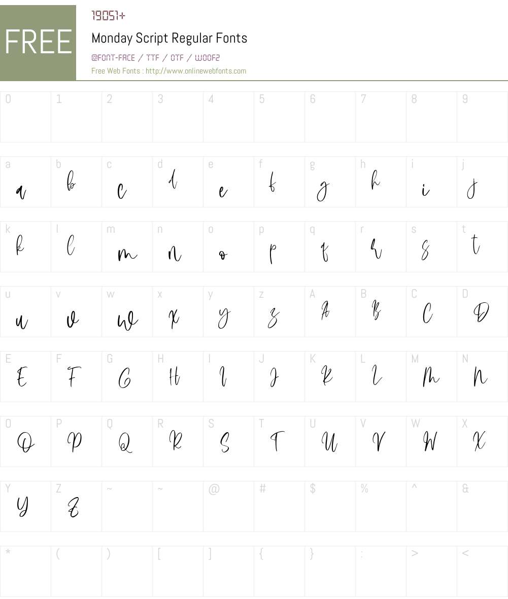 Monday Script 1.000 Fonts Free Download - OnlineWebFonts.COM
