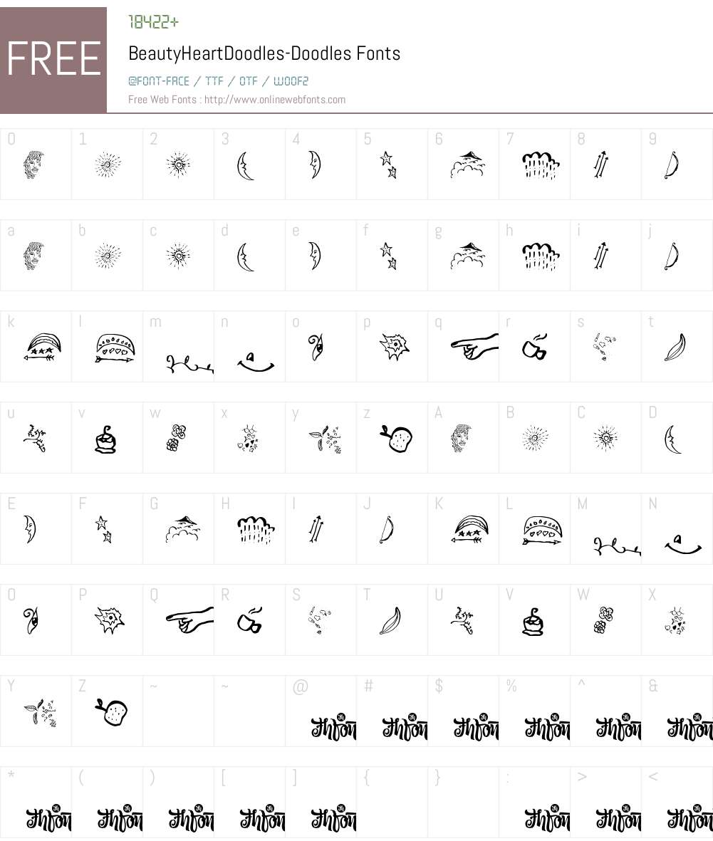 Beauty Heart Doodles 1.000 Fonts Free Download - OnlineWebFonts.COM
