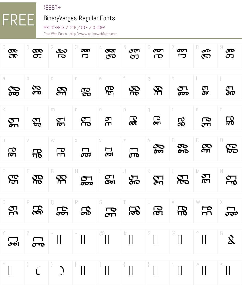 BinaryVerges-Regular 1.000;PS 001.001;hotconv 1.0.56 Fonts Free Download - OnlineWebFonts.COM