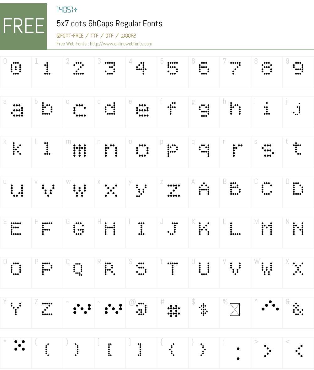 5x7 dots 6hCaps 1.0 Fonts Free Download - OnlineWebFonts.COM