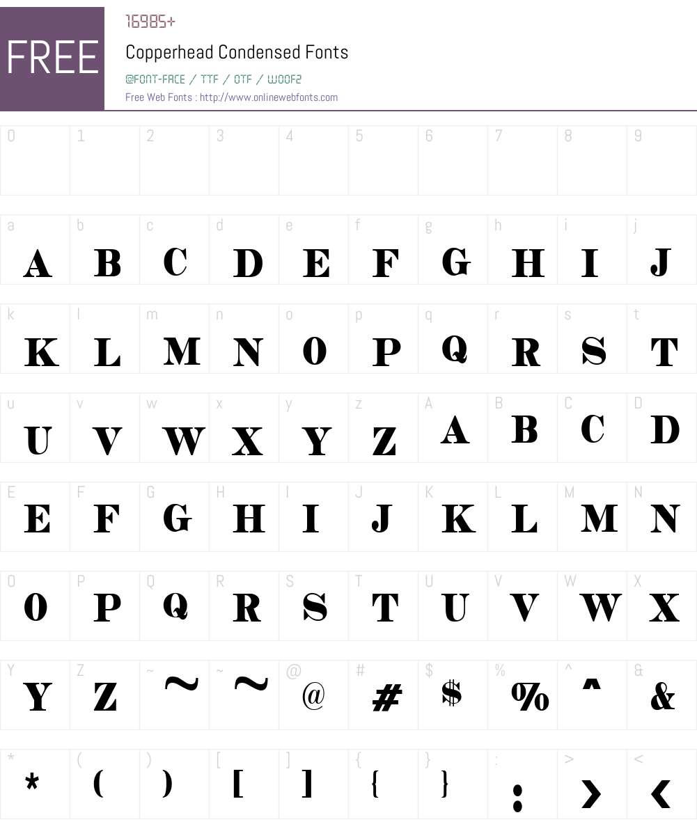 Copperhead Condensed 1.00 November 22, 2014, initial release Fonts Free Download ...