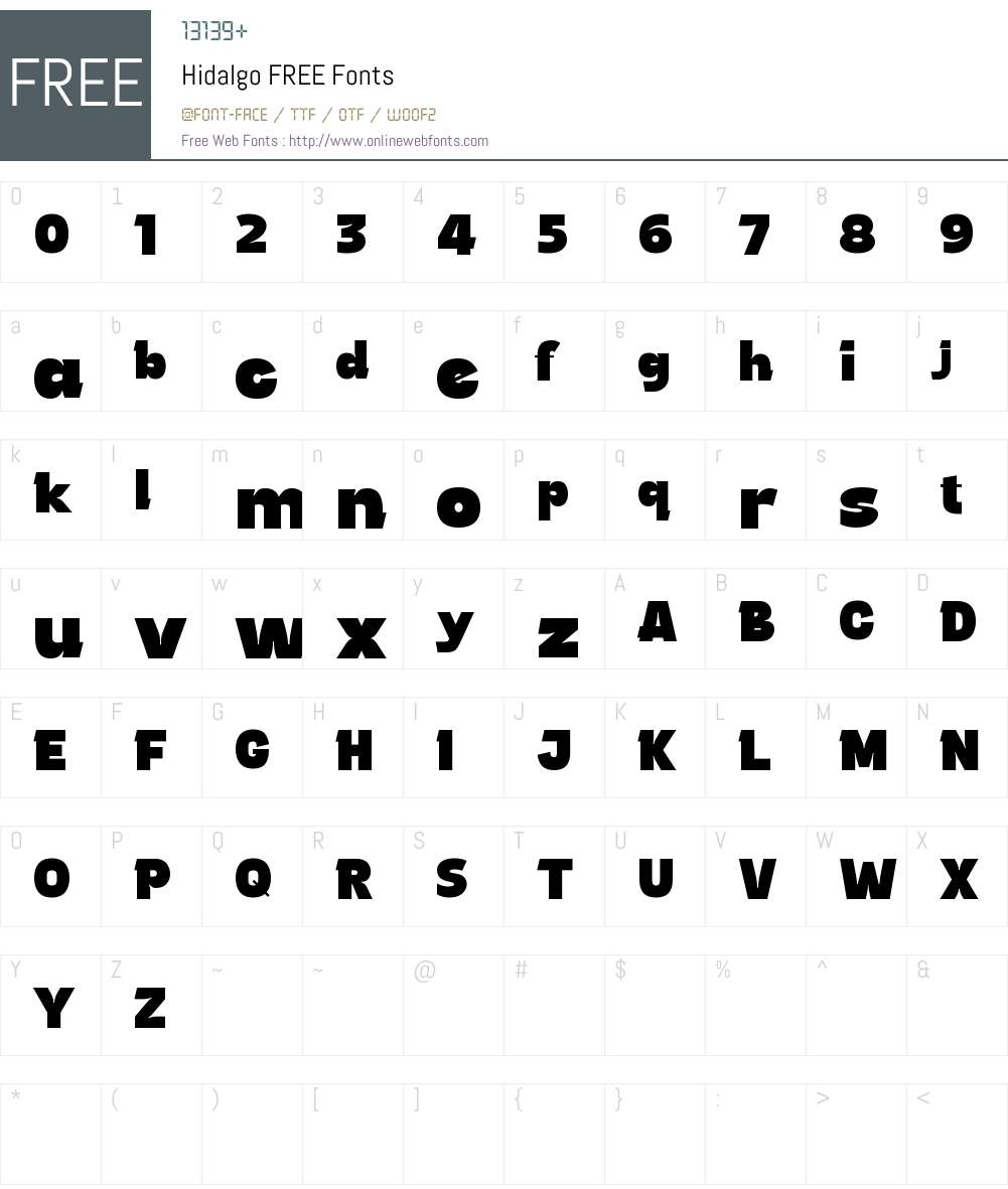 Hidalgo FREE 1.00;June 18, 2023;FontCreator 11.5.0.2430 64-bit Fonts ...