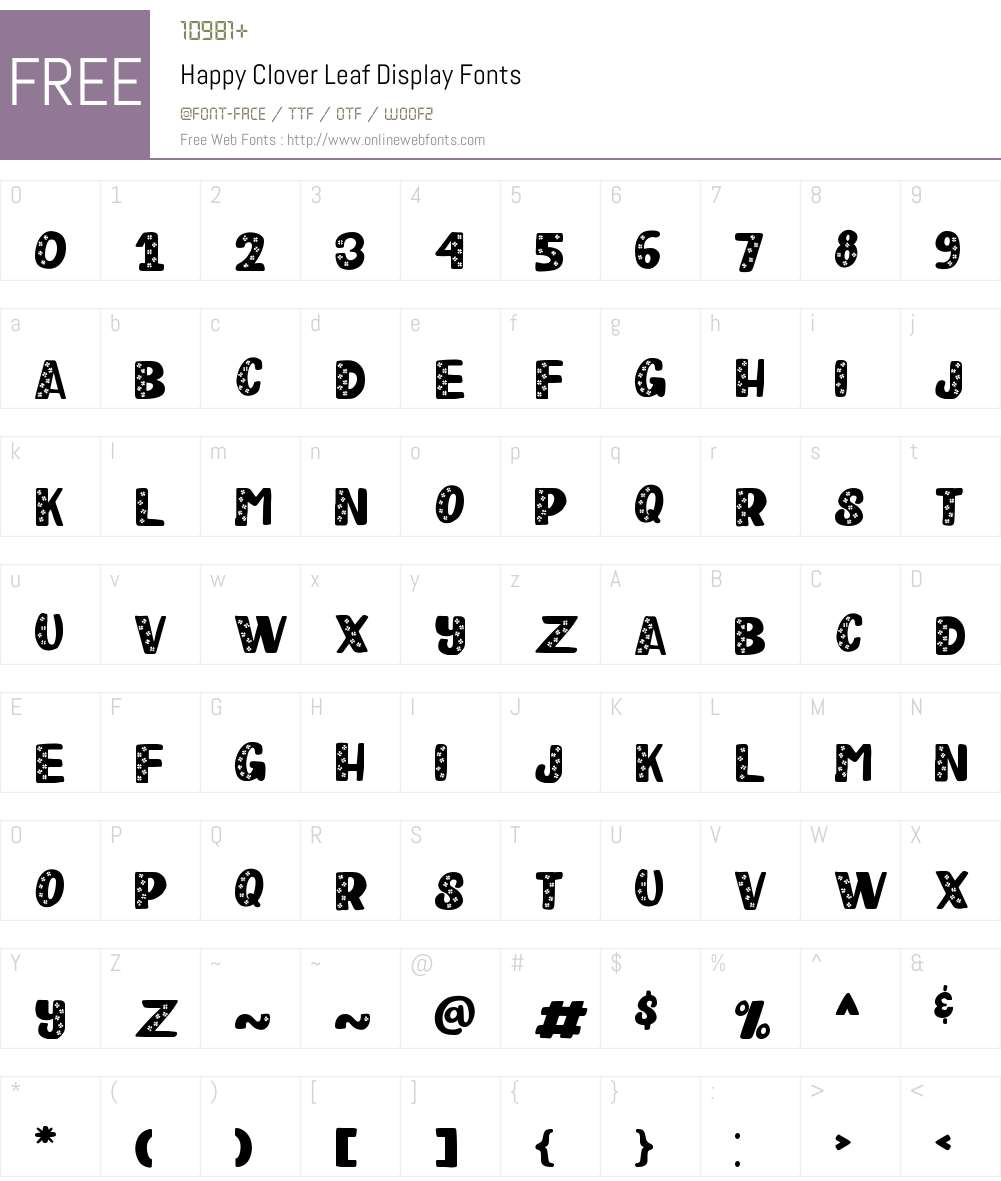 Happy Clover Leaf Display 1.002;Fontself Maker 3.1.1 Fonts Free ...