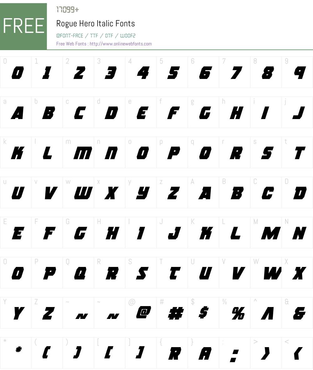 Rogue Hero Italic 2.2; 2019 Fonts Free Download - OnlineWebFonts.COM
