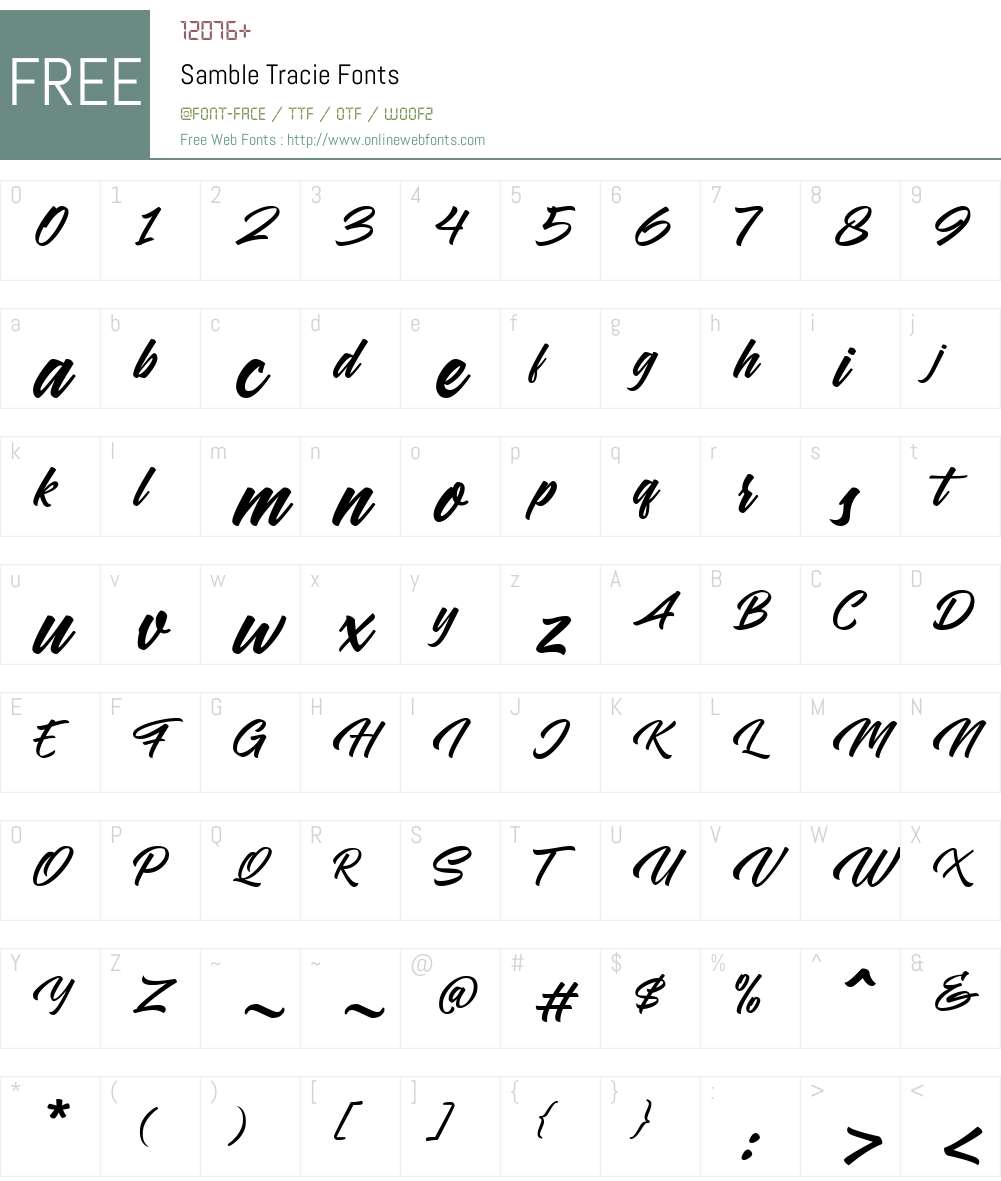 Samble Tracie 1.00;May 19, 2020;FontCreator 12.0.0.2563 64-bit Fonts ...